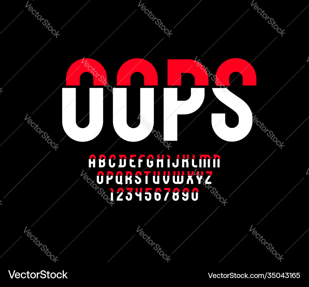 Damaged modern font trendy distorted alphabet cut Vector Image