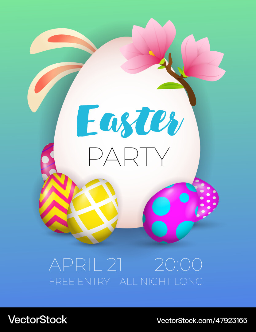 Easter party april twenty first lettering eggs Vector Image