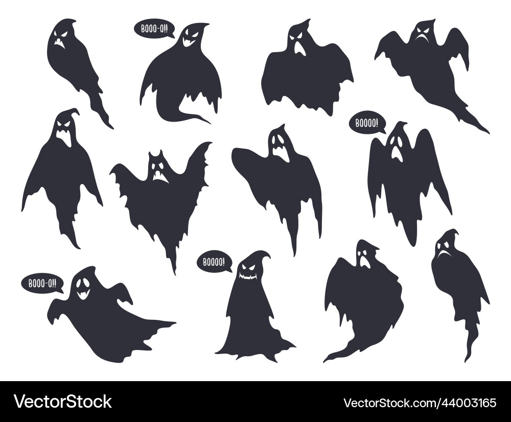 Ghost or spook silhouettes icons set Royalty Free Vector