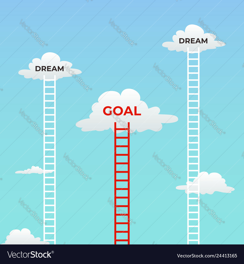 Goal and dream under dreams mindset visual Vector Image Goal and dream under dreams mindset visual Vector Image