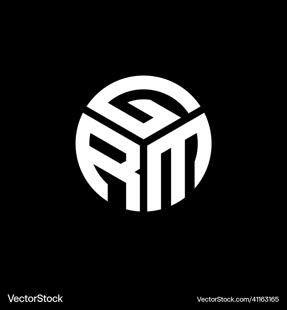 Grm letter logo design on black background Vector Image