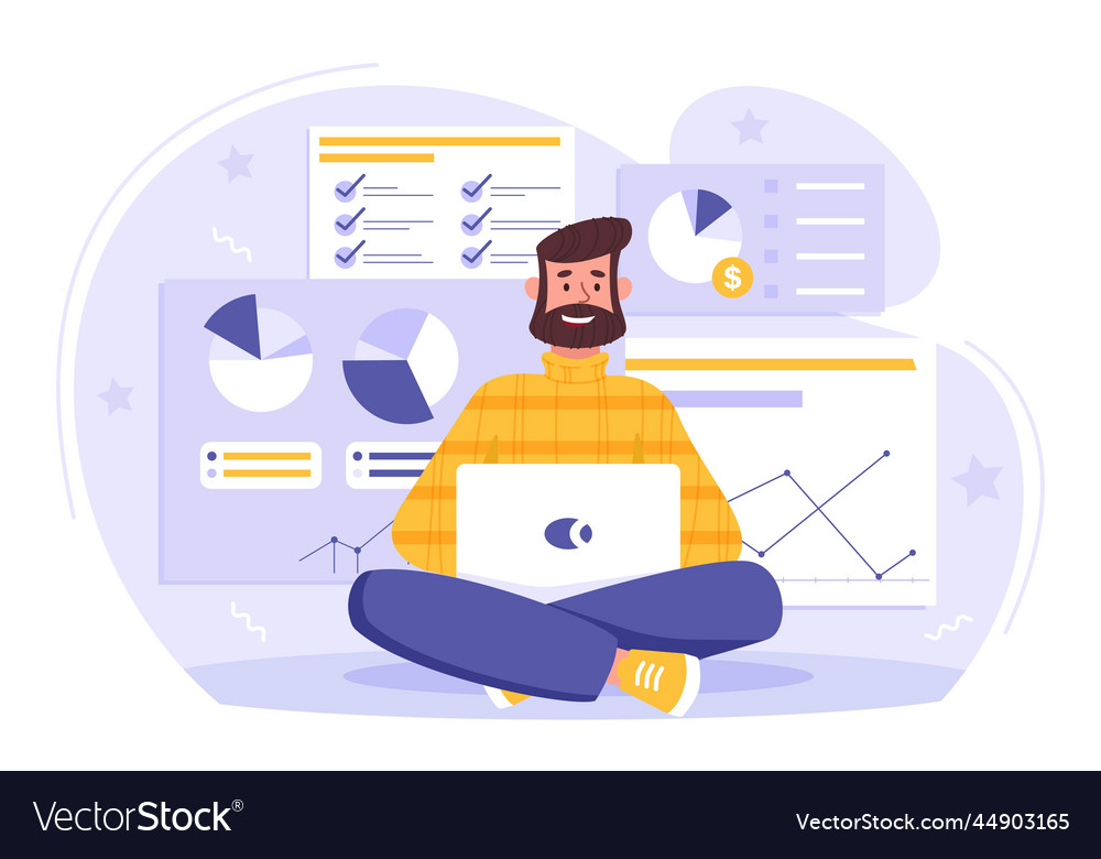 Multitasking man concept Royalty Free Vector Image