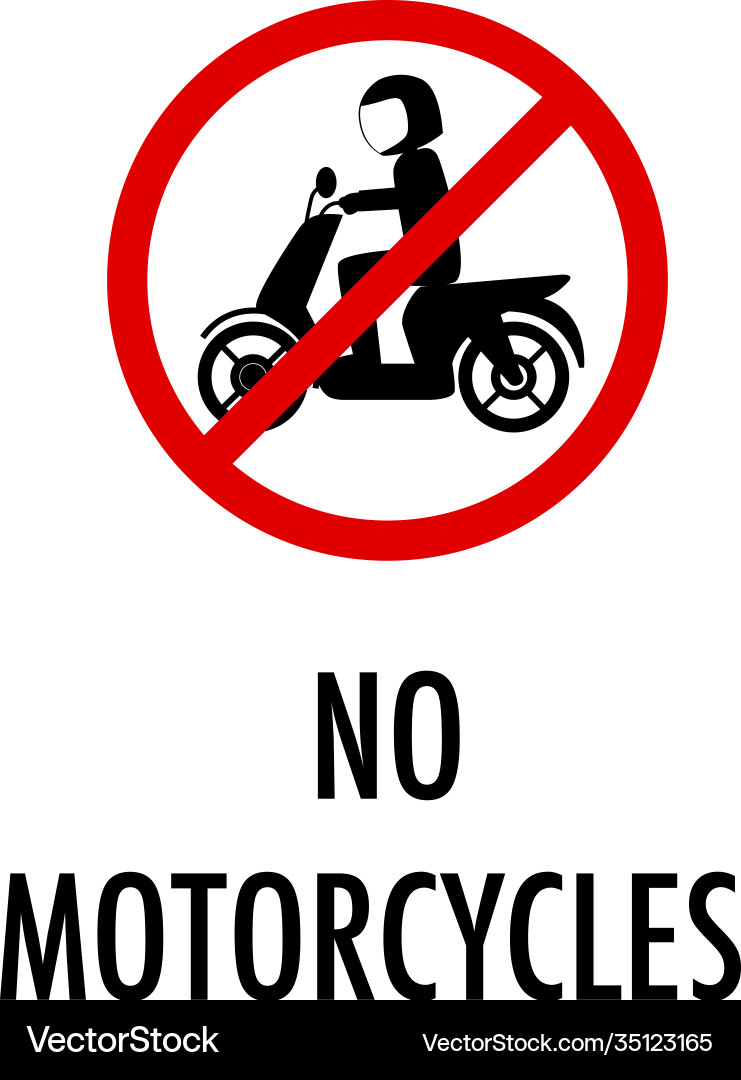No motorcycles sign on white background Royalty Free Vector