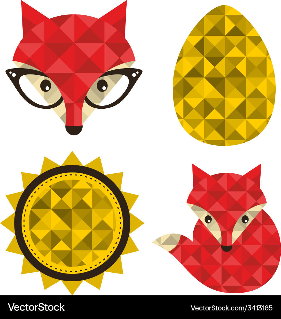 Set of hipster foxes Royalty Free Vector Image