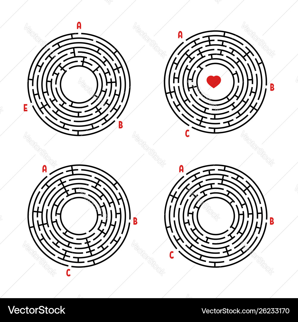 A set round mazes game for kids puzzle Royalty Free Vector