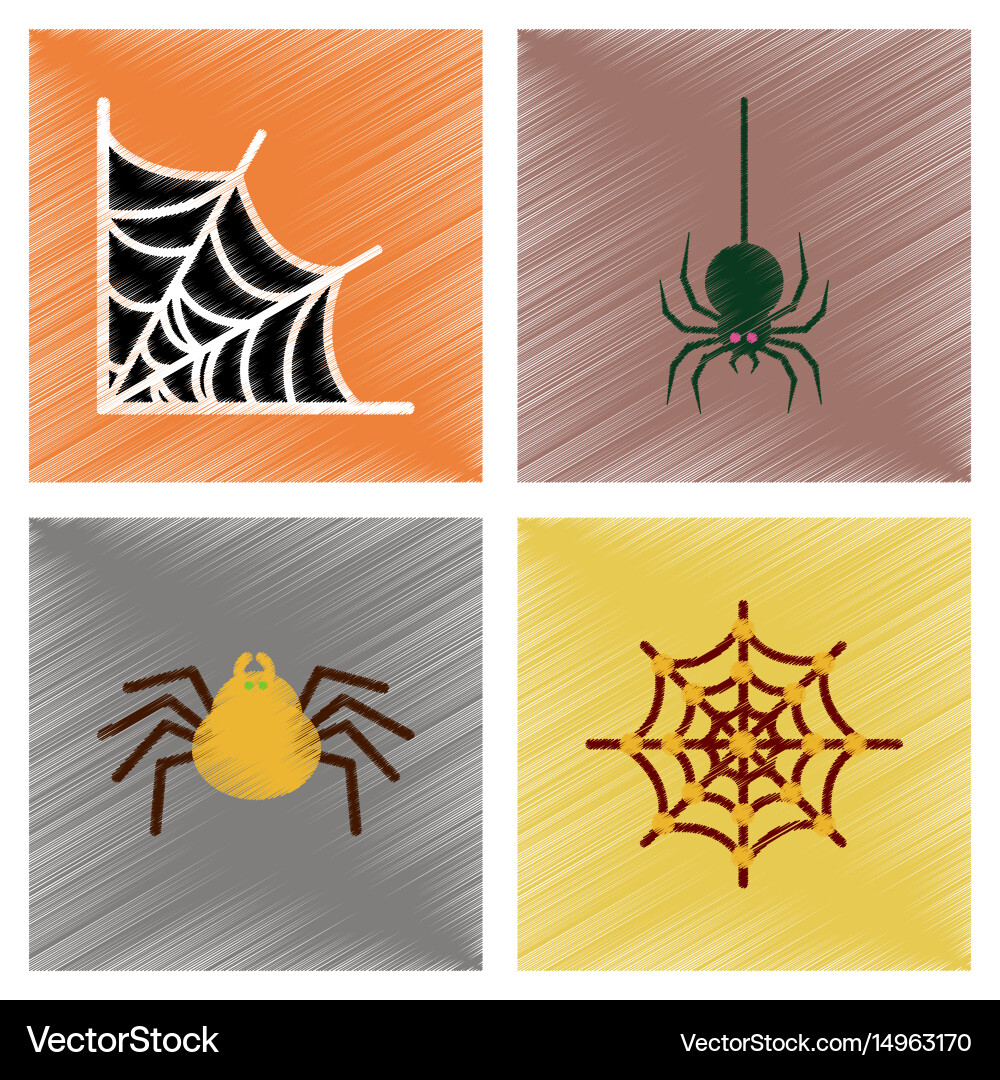 Assembly flat shading style icons halloween spider