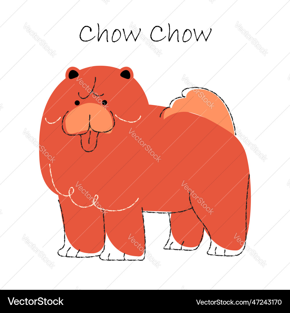 Chow cute dog cartoon characters flat Royalty Free Vector