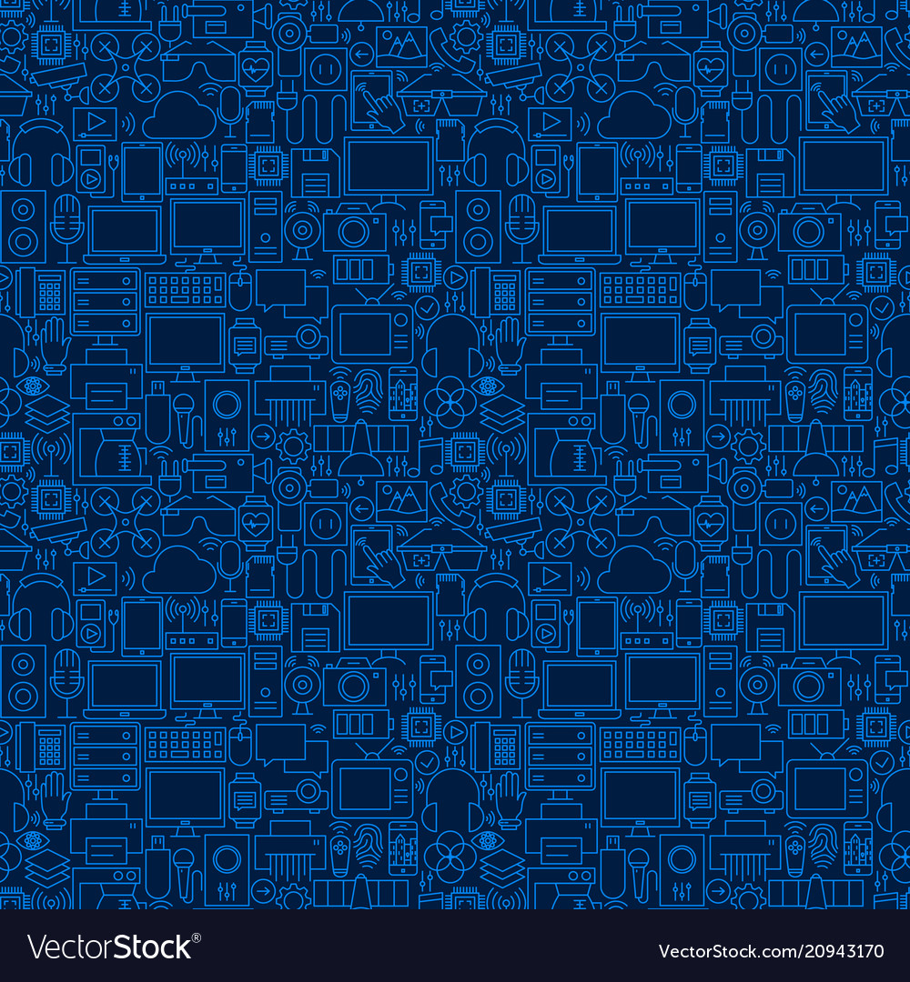 Gadgets line seamless pattern Royalty Free Vector Image
