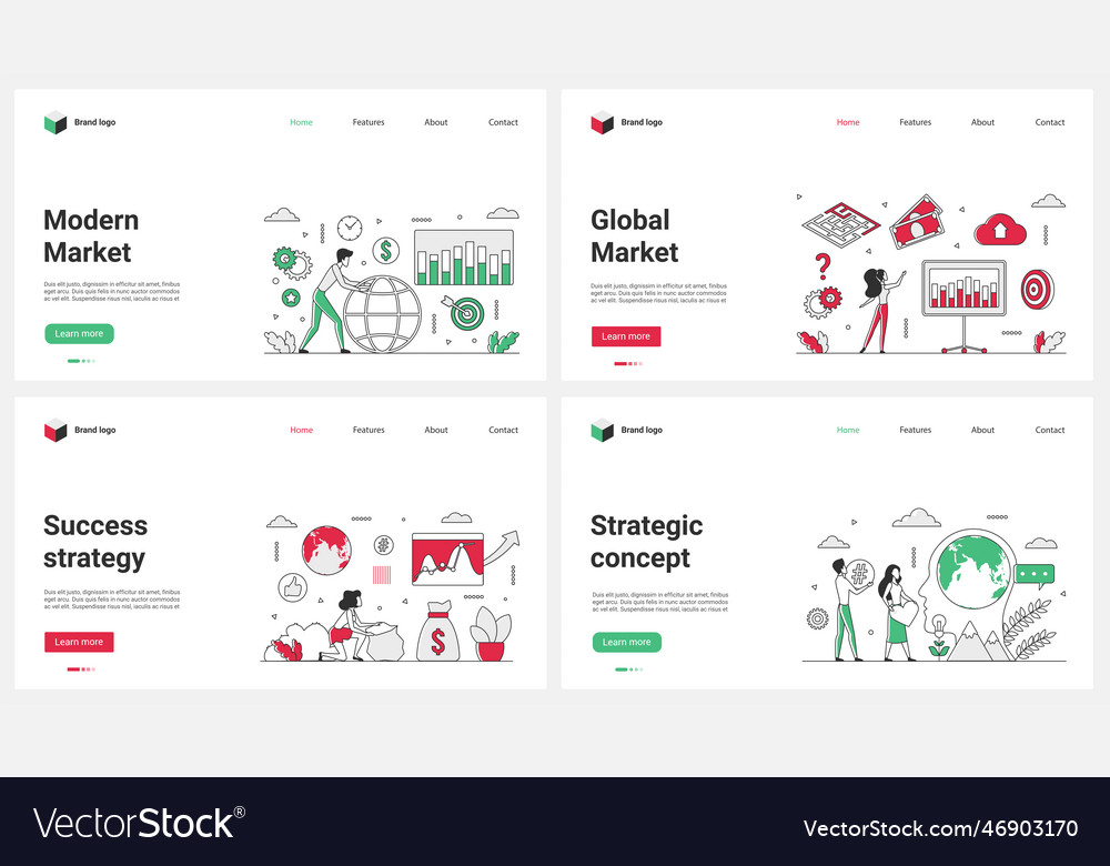 Global stock market strategy success set tiny Vector Image Global stock market strategy success set tiny Vector Image
