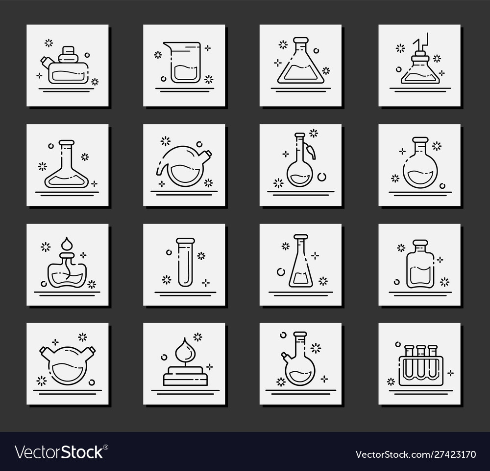 Laboratory flasks icon set Royalty Free Vector Image