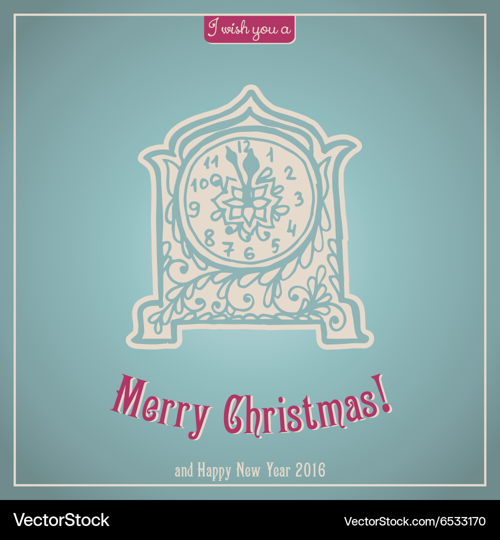 Merry christmas lettering congratulations card Vector Image