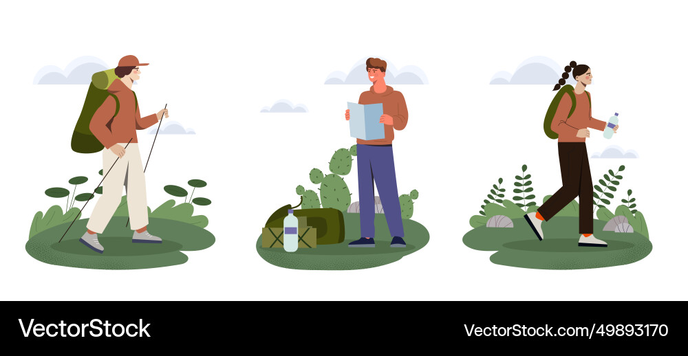 Set of hikers Royalty Free Vector Image - VectorStock