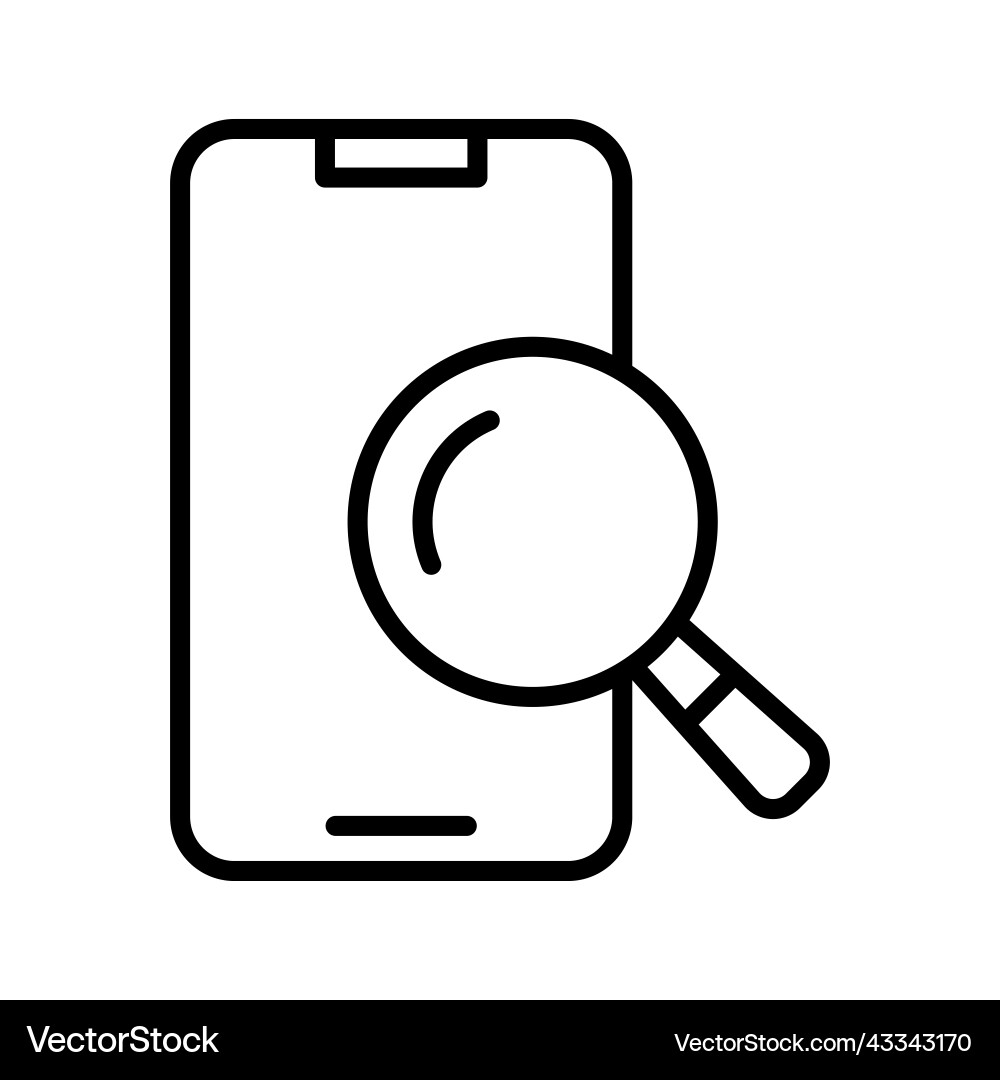 Smart phone with magnifying glass icon mobile Vector Image