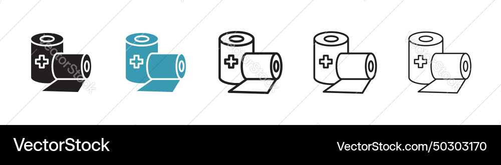 Sterile gauze icon set roll bandage texture Vector Image