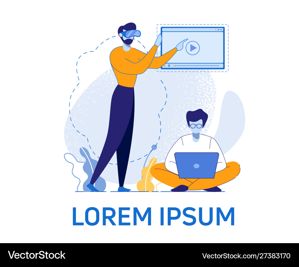 Students use new technology vr glasses and laptop Vector Image
