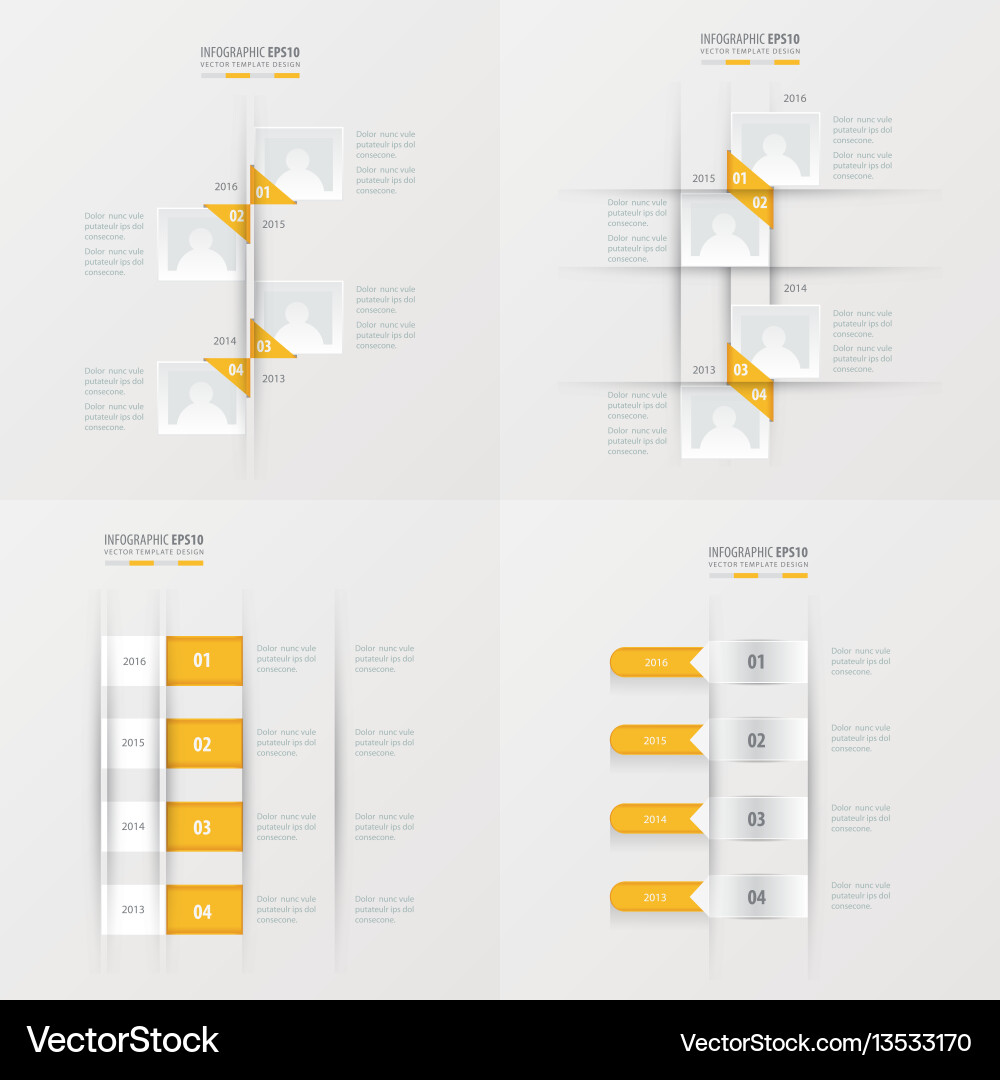 Timeline 4 item yellow color Royalty Free Vector Image