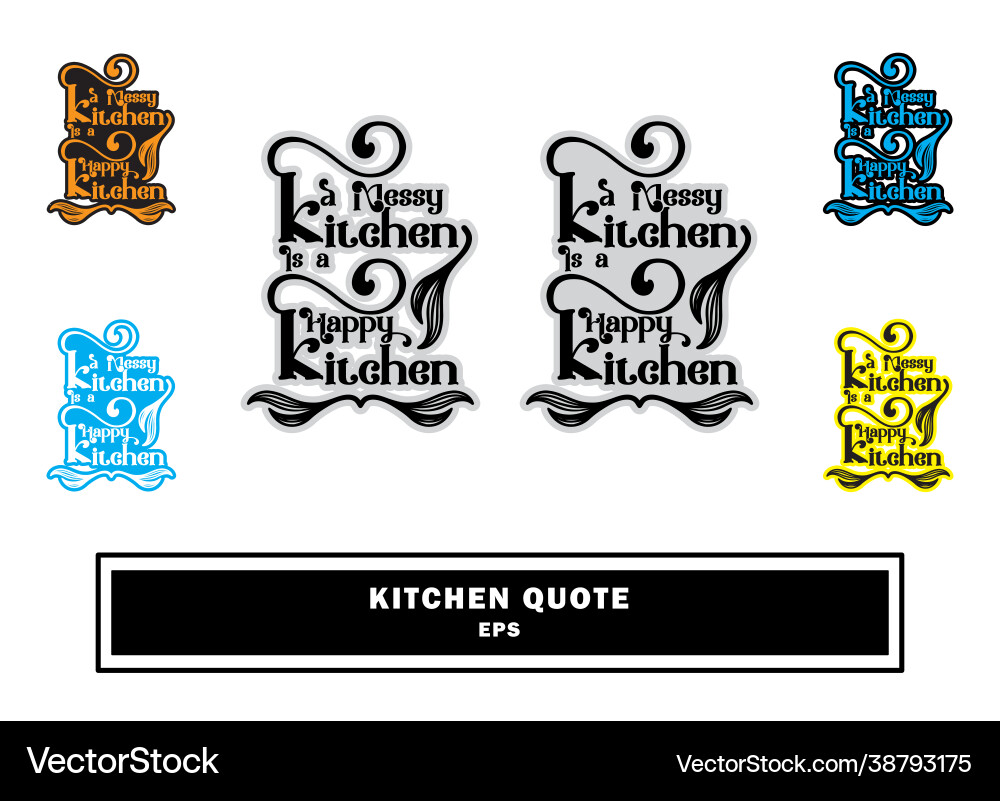 A messy kitchen is happy lettering Royalty Free Vector Image