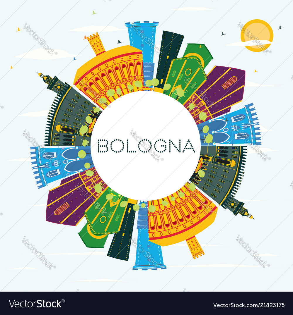 Bologna italy city skyline with color buildings Vector Image