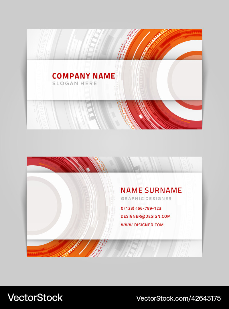 Business card with abstract circular waves Vector Image