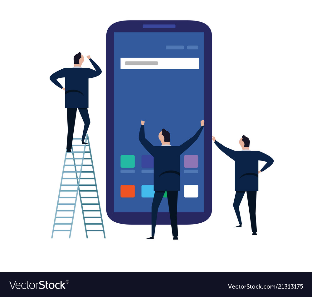 Business people using mobile phone or smartphone Vector Image Business people using mobile phone or smartphone Vector Image