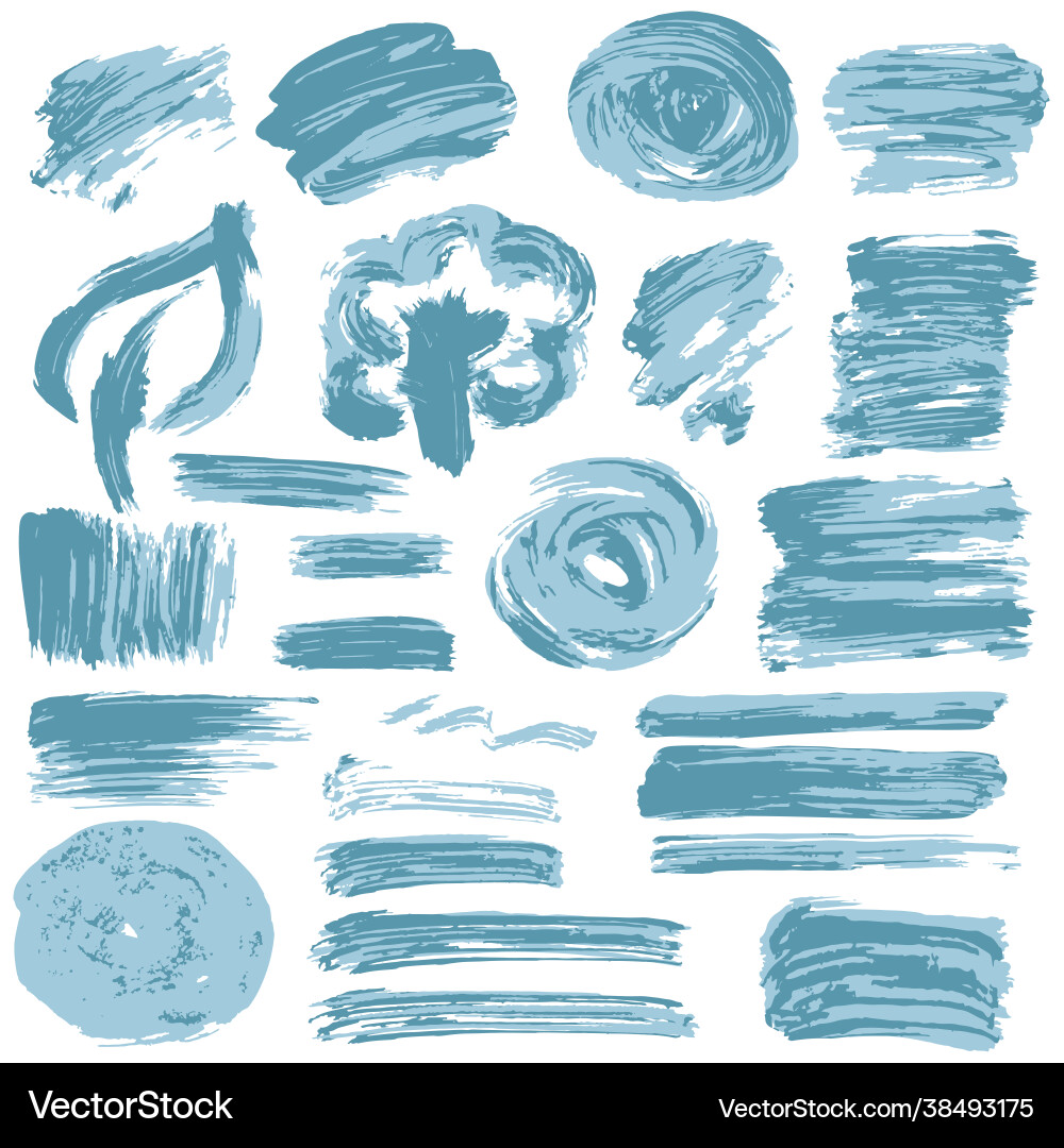 Collection ink brush strokes brushes lines Vector Image