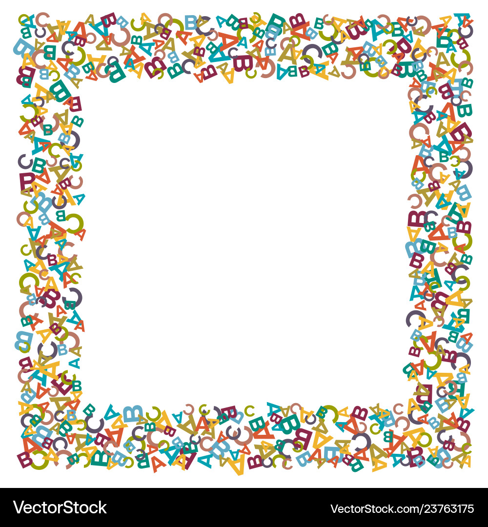 Colorful text box made from alphabet symbols Vector Image