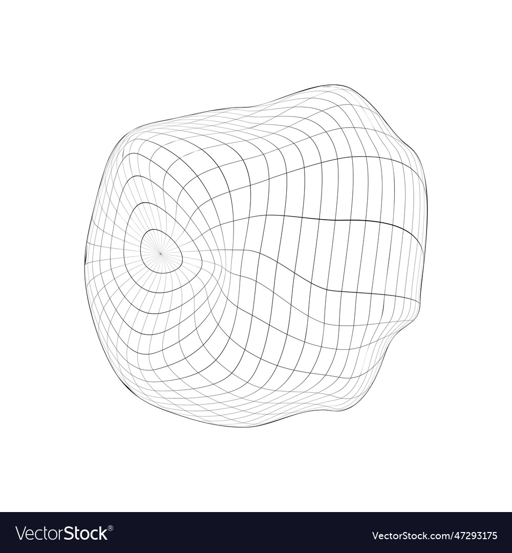 Deflated 3d sphere icon distorted wireframe Vector Image