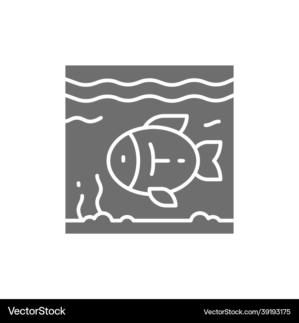 Fish in aquarium grey icon isolated on white Vector Image