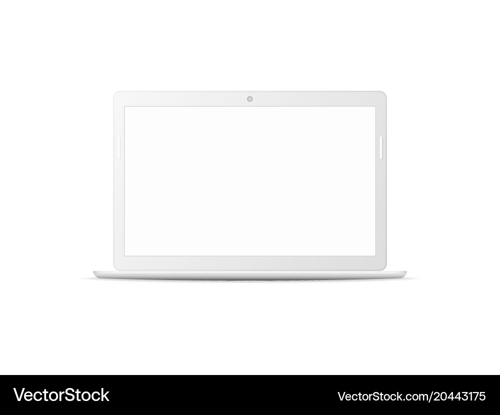 Front view of realistic white laptop Royalty Free Vector