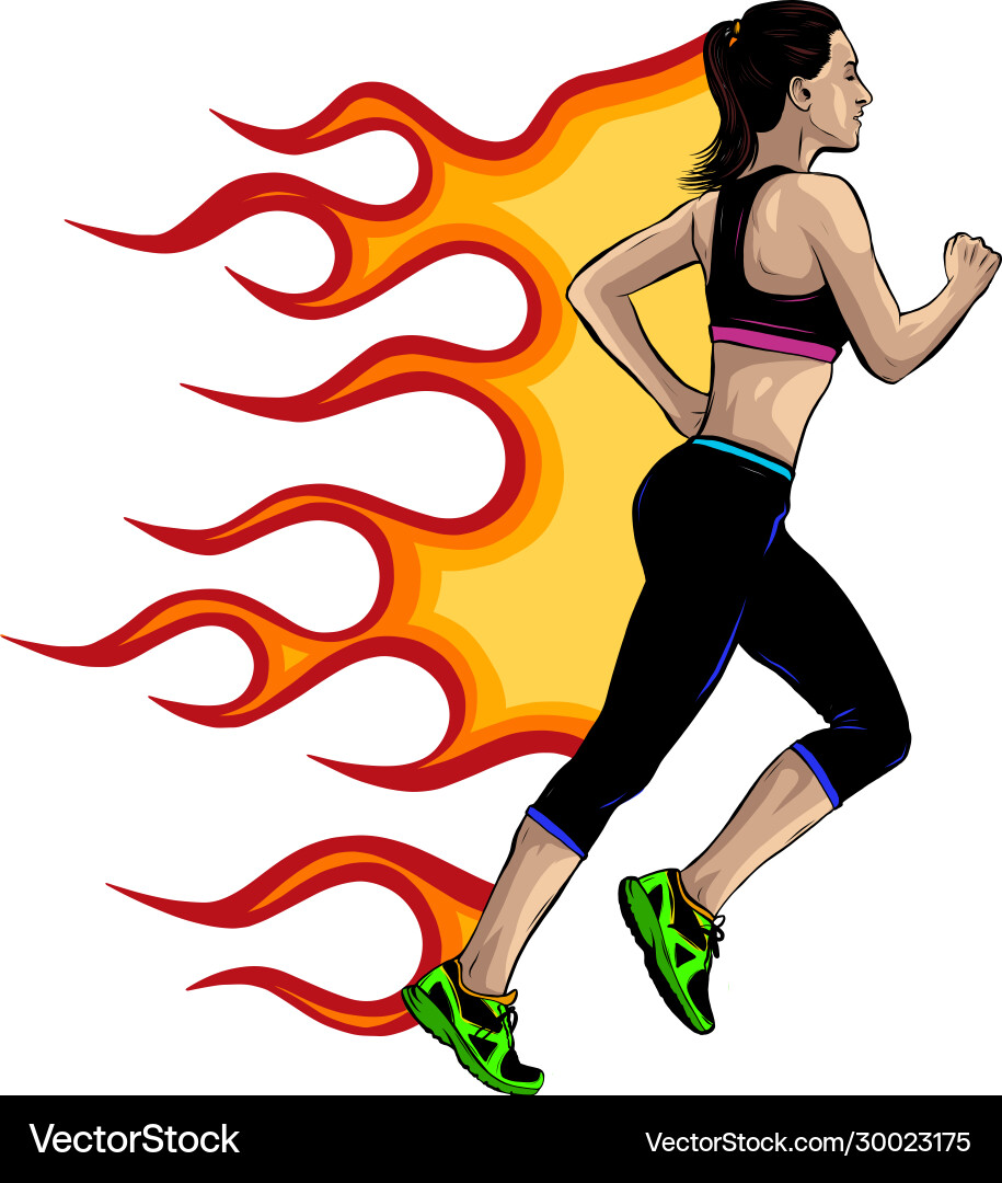 Full length side view portrait young running Vector Image