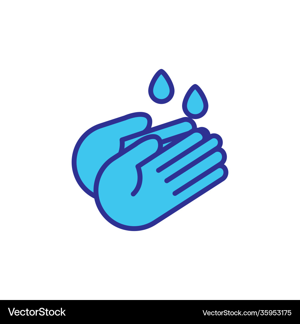 Hand flat icon with water drop washing hands Vector Image