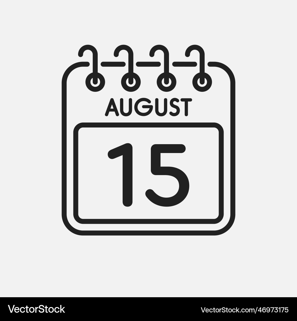 Icon page calendar day - 15 august Royalty Free Vector Image
