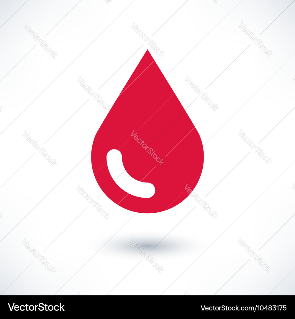 Red color drop icon with gray shadow on white Vector Image