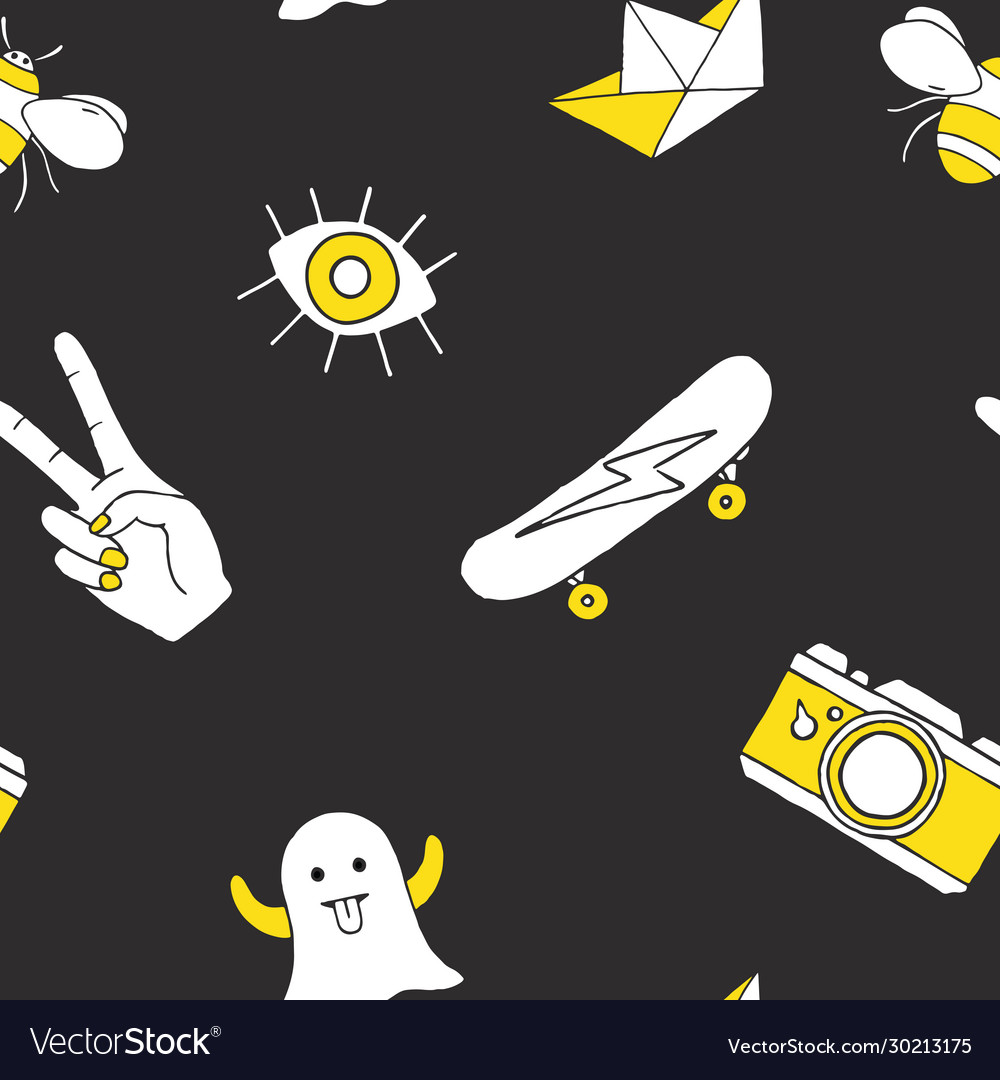 Seamless pattern with patch doodles Royalty Free Vector