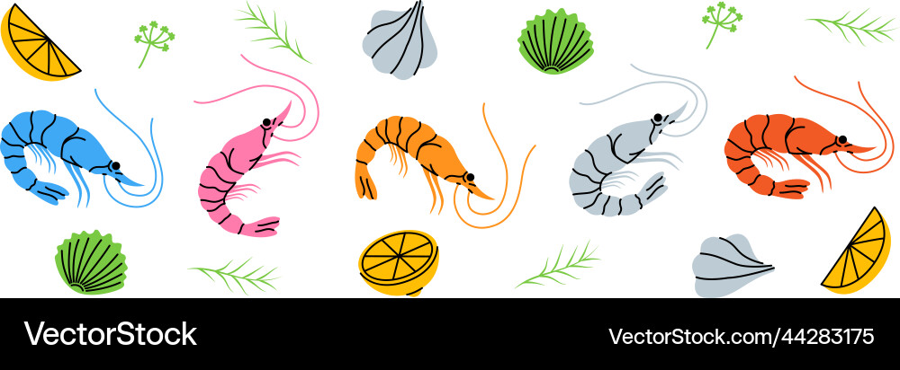 Shrimp banner for meal menu prawn Royalty Free Vector Image