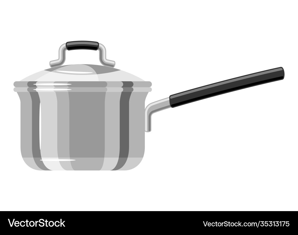 Steel cooking saucepan Royalty Free Vector Image