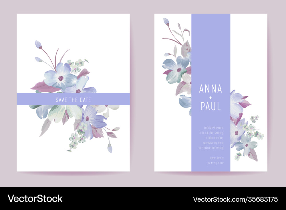 Wedding invitation spring pastel flowers floral Vector Image