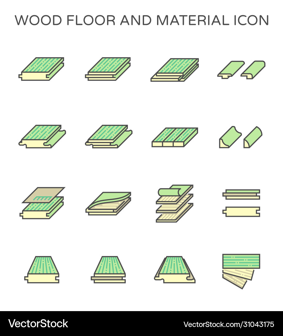 Wood floor and material icon set design Royalty Free Vector
