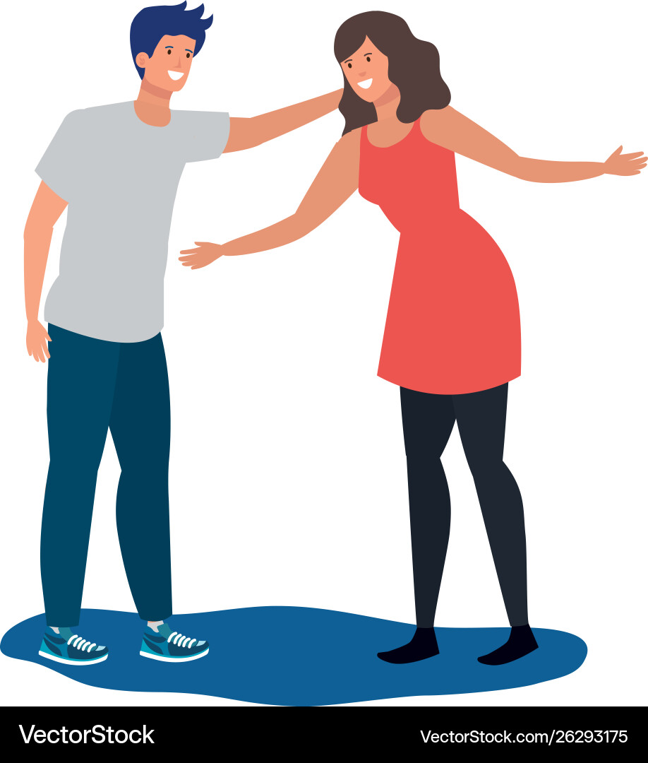 Young lovers couple avatars characters Royalty Free Vector