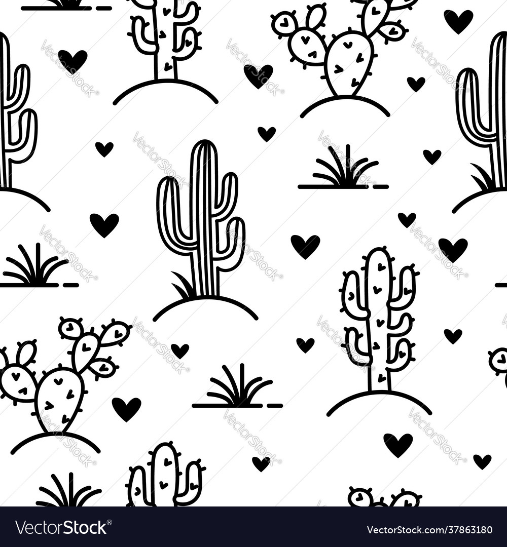Cactuses seamless pattern Royalty Free Vector Image