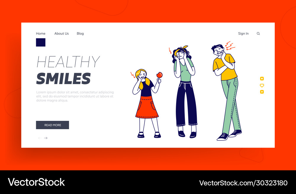 Characters suffering toothache landing page Vector Image