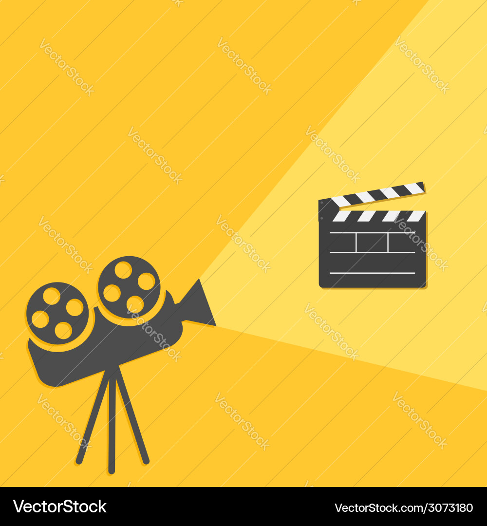 Cinema projector with light open movie clapper Vector Image