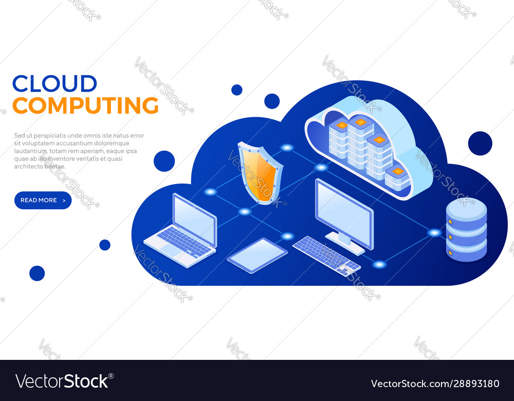 Cloud computing technology isometric Royalty Free Vector