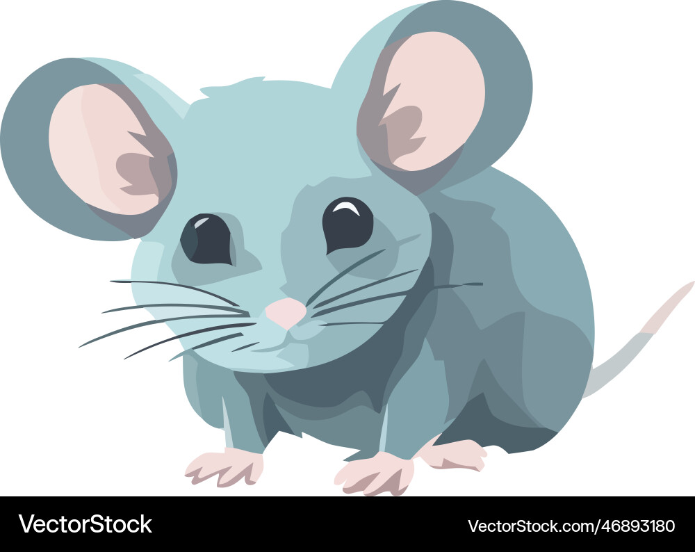 Fluffy mouse sitting on blue paper night Vector Image