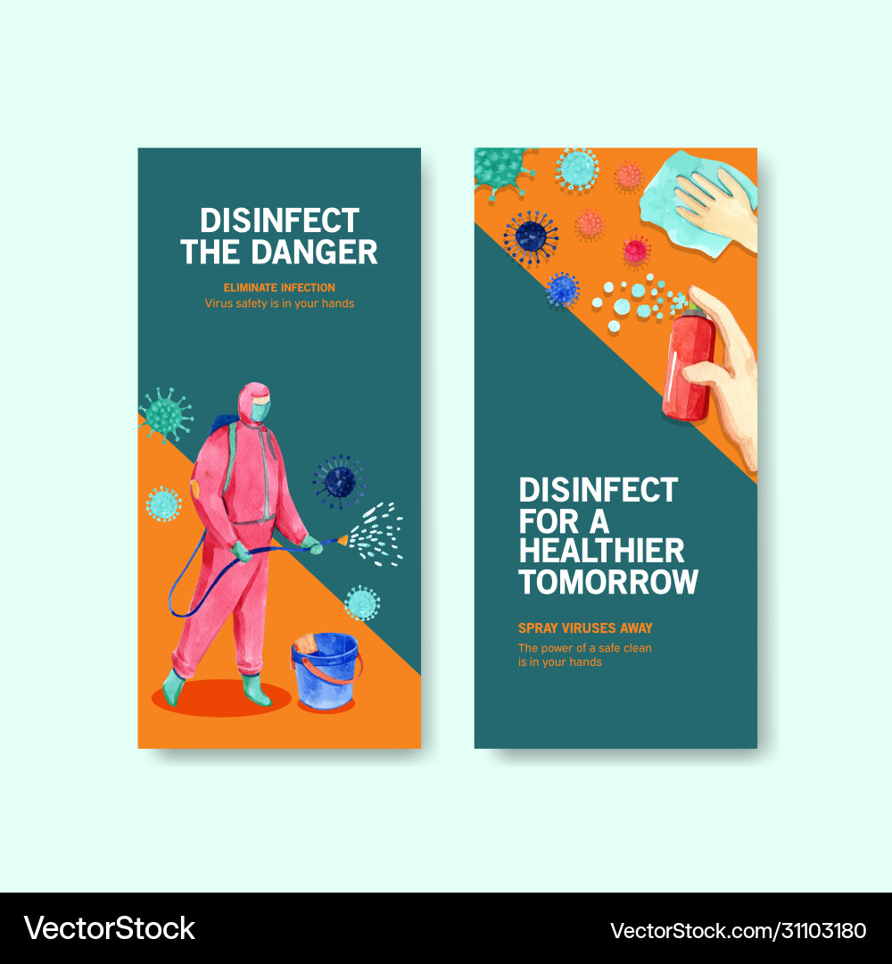 Flyer or leaflet design disinfection Royalty Free Vector