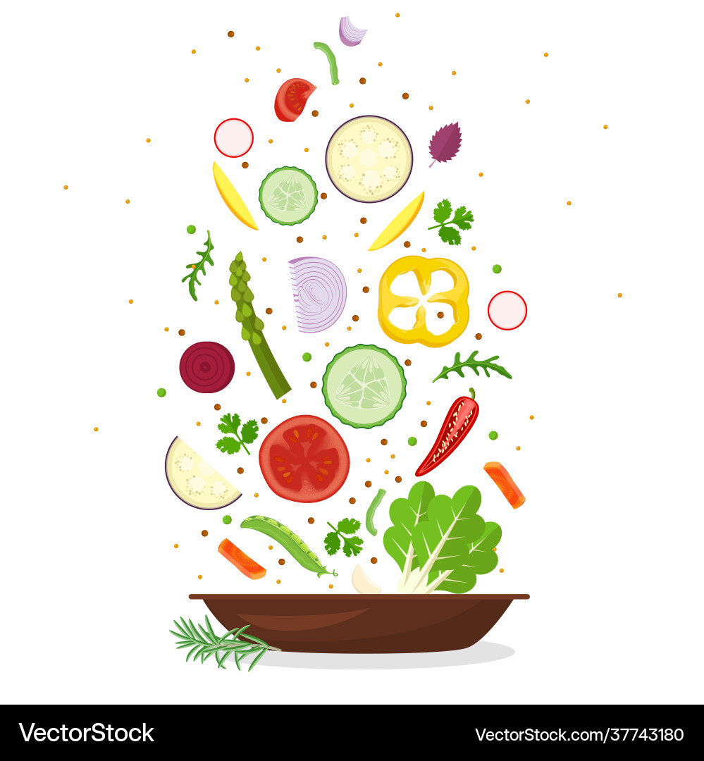 Healthy food vegetable plate Royalty Free Vector Image