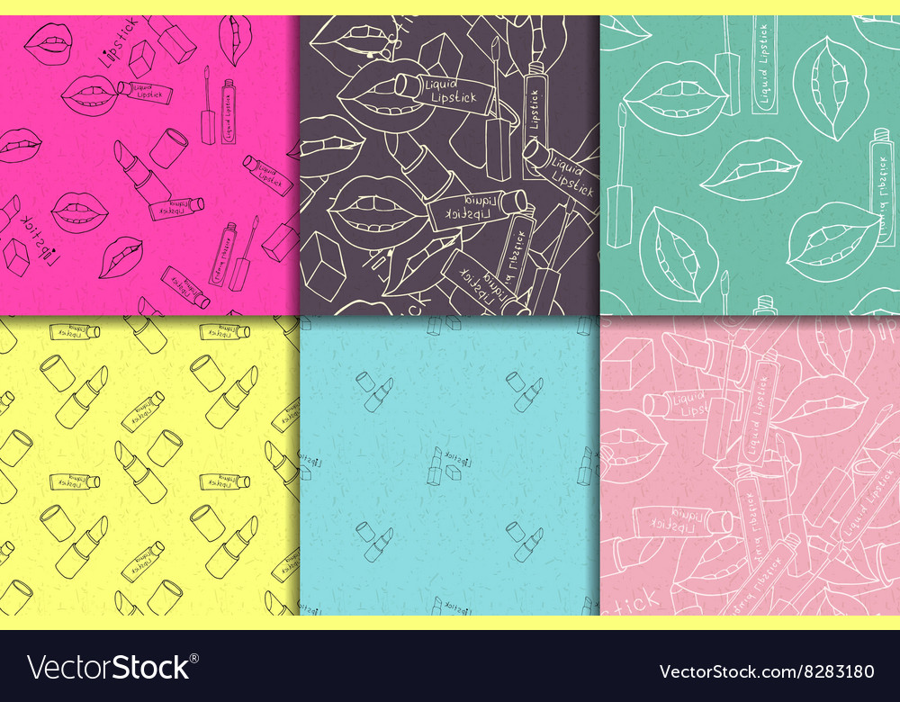 Makeup seamless pattern set Royalty Free Vector Image