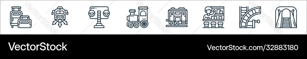 Railway line icons linear set quality line set Vector Image