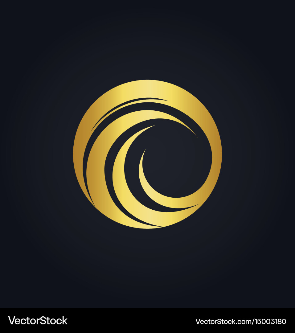 Round wave circle water gold logo Royalty Free Vector Image