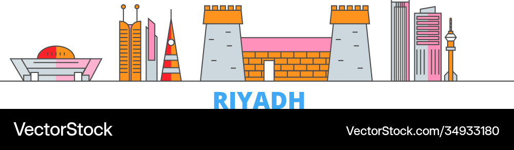 Saudi arabia riyadh line cityscape flat Royalty Free Vector